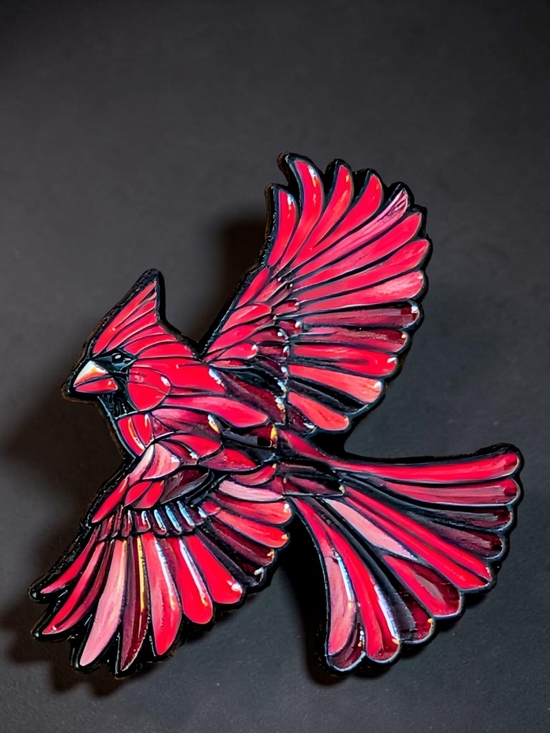 Jewelry | Cardinal Enamel Bird Pin Striking Red Black Design | Poshmark